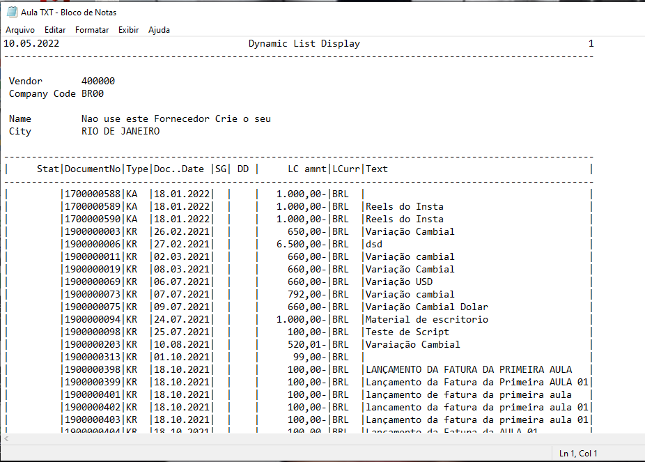 Como exportar os dados do SAP para o Excel • Freire Cruz