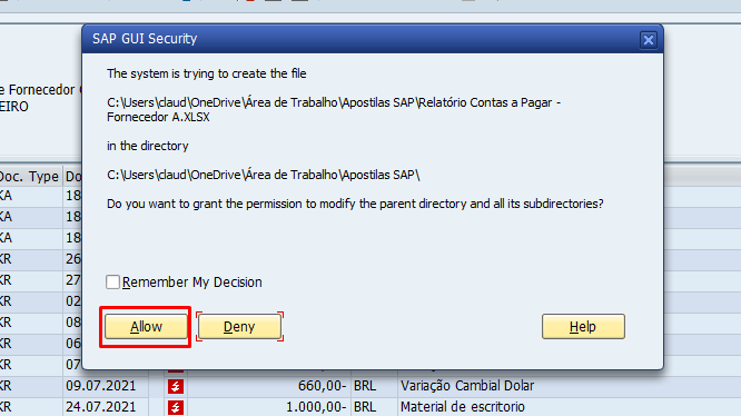 Como exportar os dados do SAP para o Excel • Freire Cruz