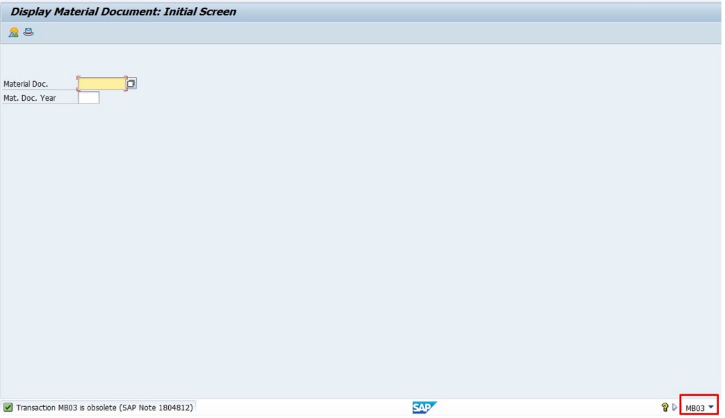 2 - MB03 - Visualização de documento de Material no SAP • Freire Cruz